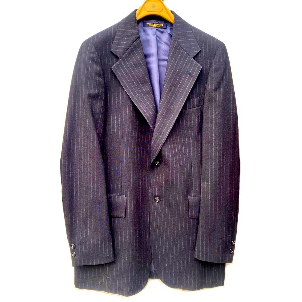 Brooks Brothers Brooksgate Jacket, Navy Pinstripe Wool - Gem
